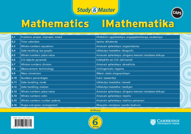 Study and Master Mathematics Level 6/Grade Flashcards (isiXhosa ...